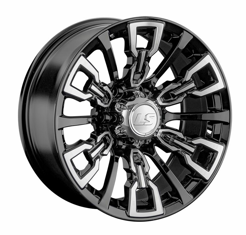 Колесный диск LS LS1363 17x8" PCD6x139,7 ET-15 D106,1 черный глянцевый с полированными лучами