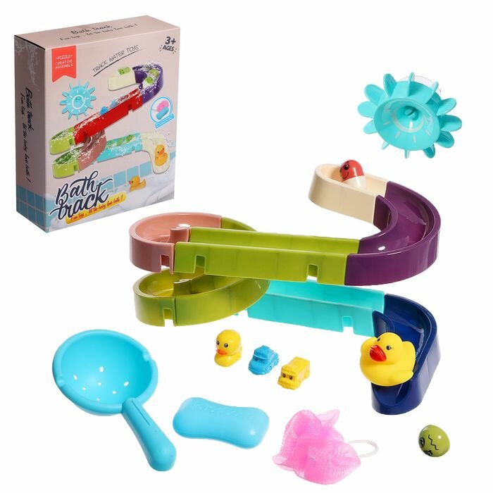 Трек для игры в ванной Утиная горка , на присосках, крепится на стену