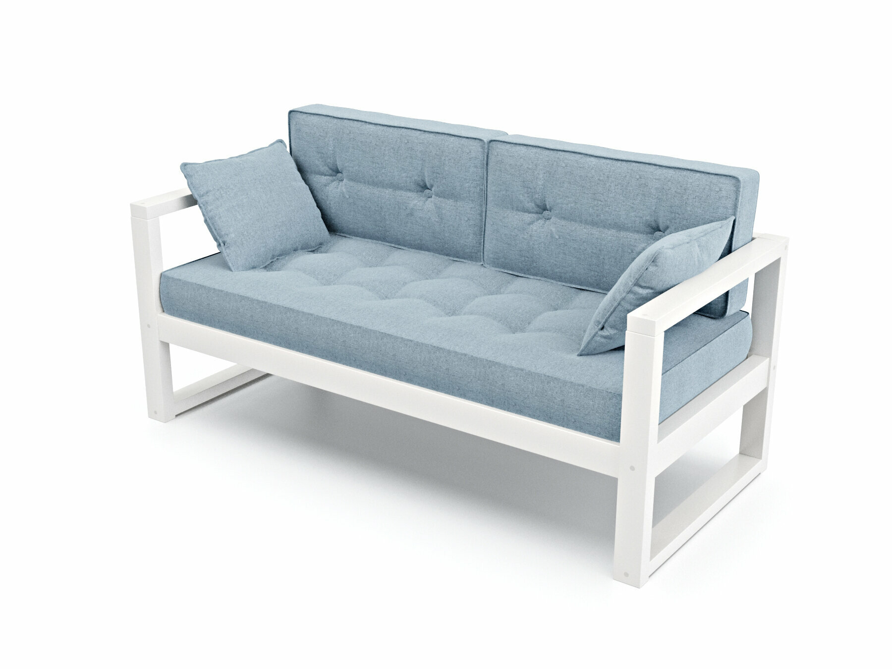 Садовый диван Arsko Астер-М-С голубой, рогожка, деревянный, двухместный, садовый, для кафе и бара, для офиса