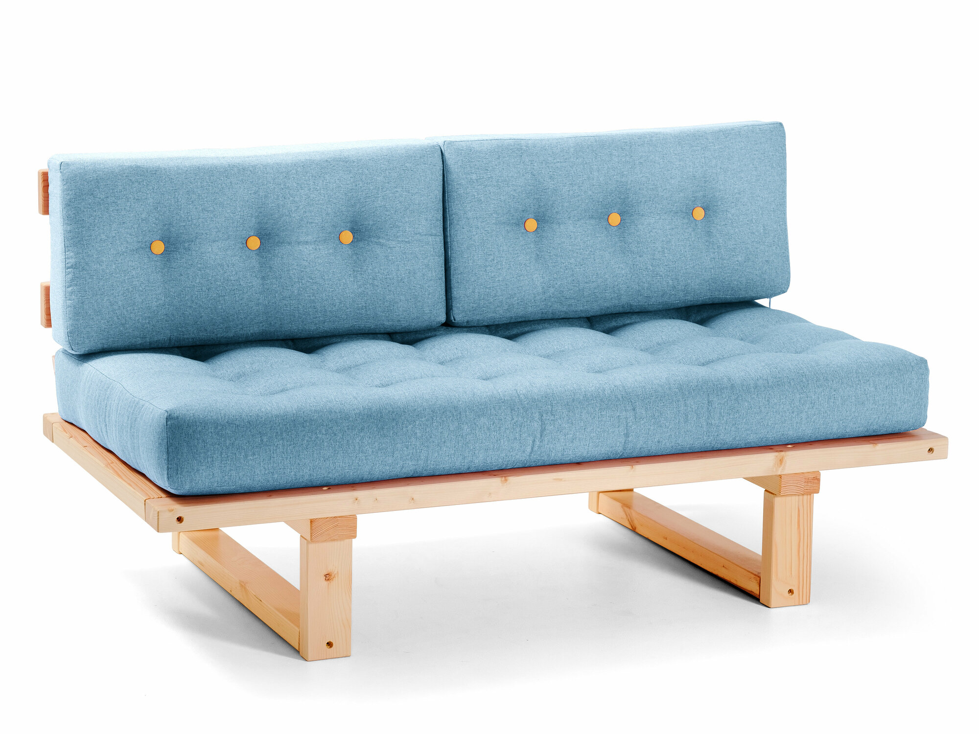 Садовый диван Arsko Торн-С синий-сосна, рогожка, деревянный, прямой, на кухню, в салон красоты, офисный, скандинавский лофт