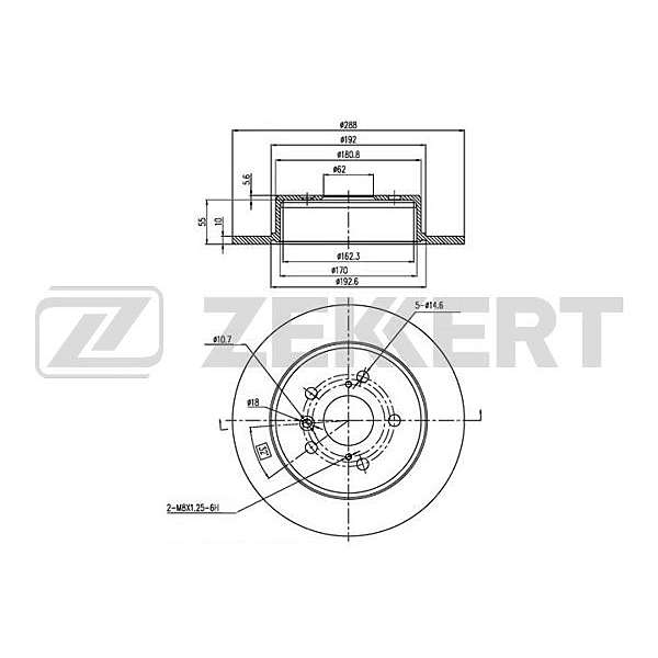 ZEKKERT bs-5367 (4243133080 / 4243133140 / 4243148010) диск торм. задн. Lexus (Лексус) rx300 (ncu15) 98- (Комплект 2 штуки)