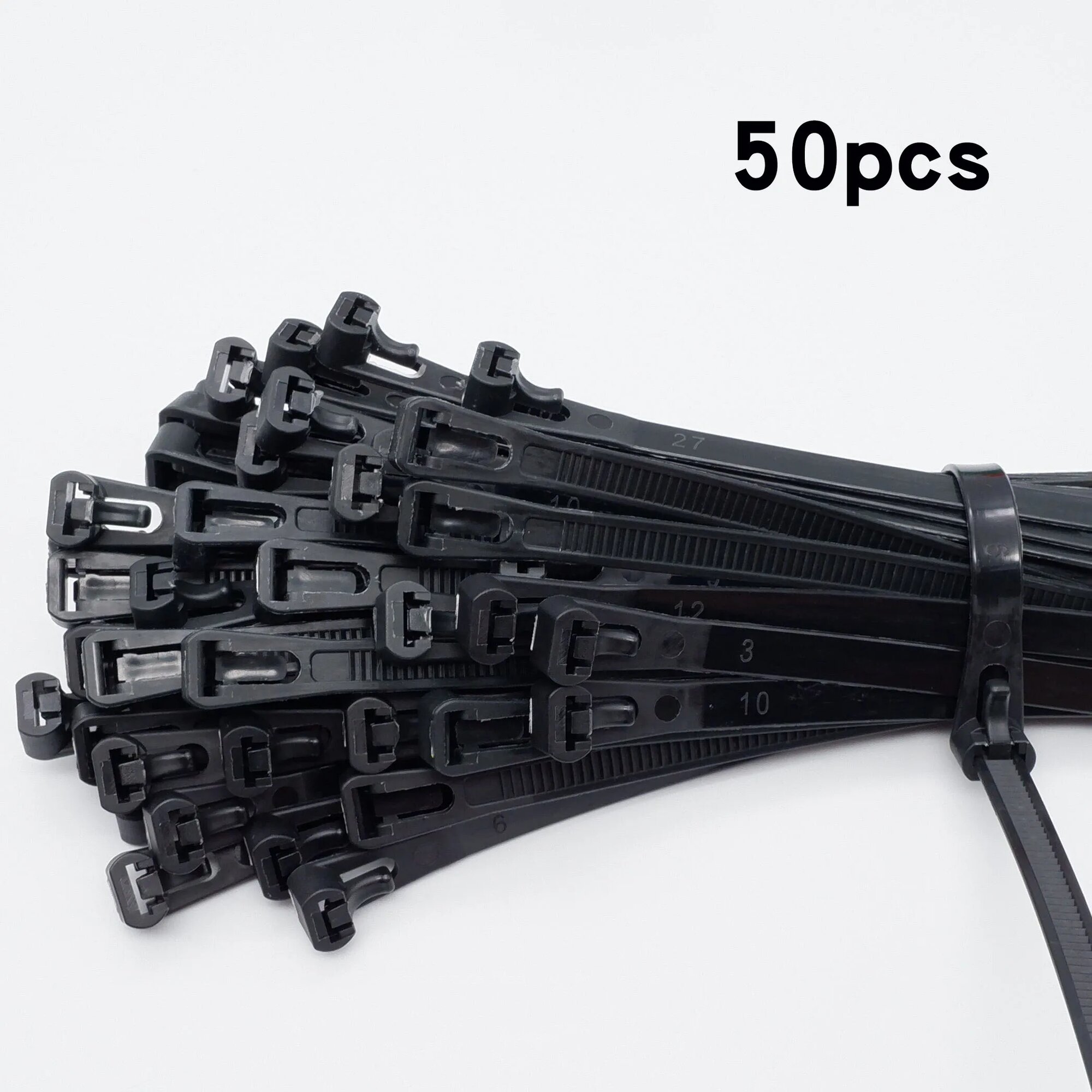 Разъёмные кабельные стяжки нейлон 8*600 мм, 50 шт. 8x300mm, 50pcs black