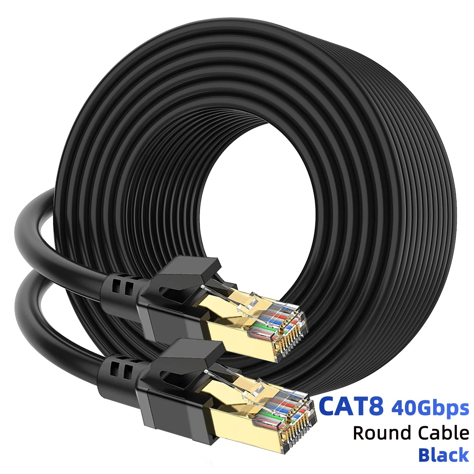 Ethernet-кабель Cat 8 D-Santy CAT 8-Round-Black, 0.5m