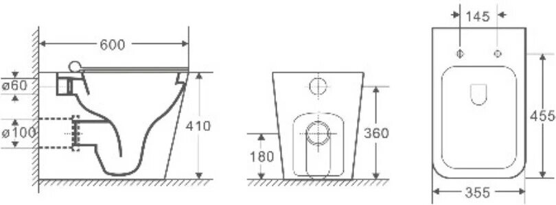 Унитаз приставной WeltWasser WW Gelbach 002MT-BL