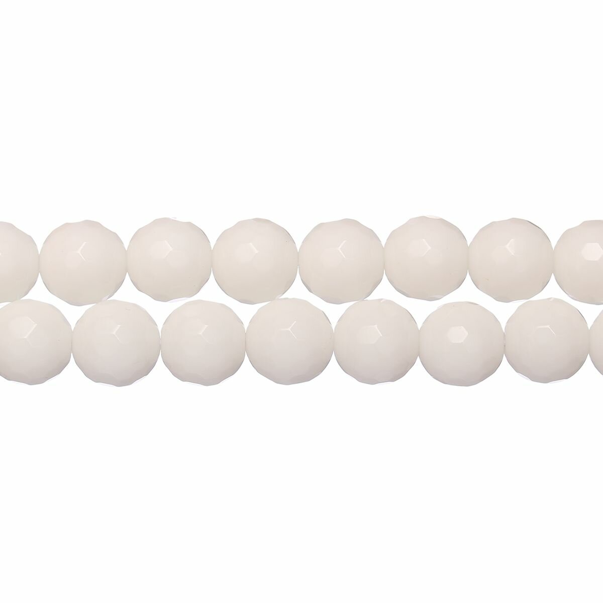 Бусины каменные, жадеит (имитация), белый, 10мм, граненый, 38 шт, низка