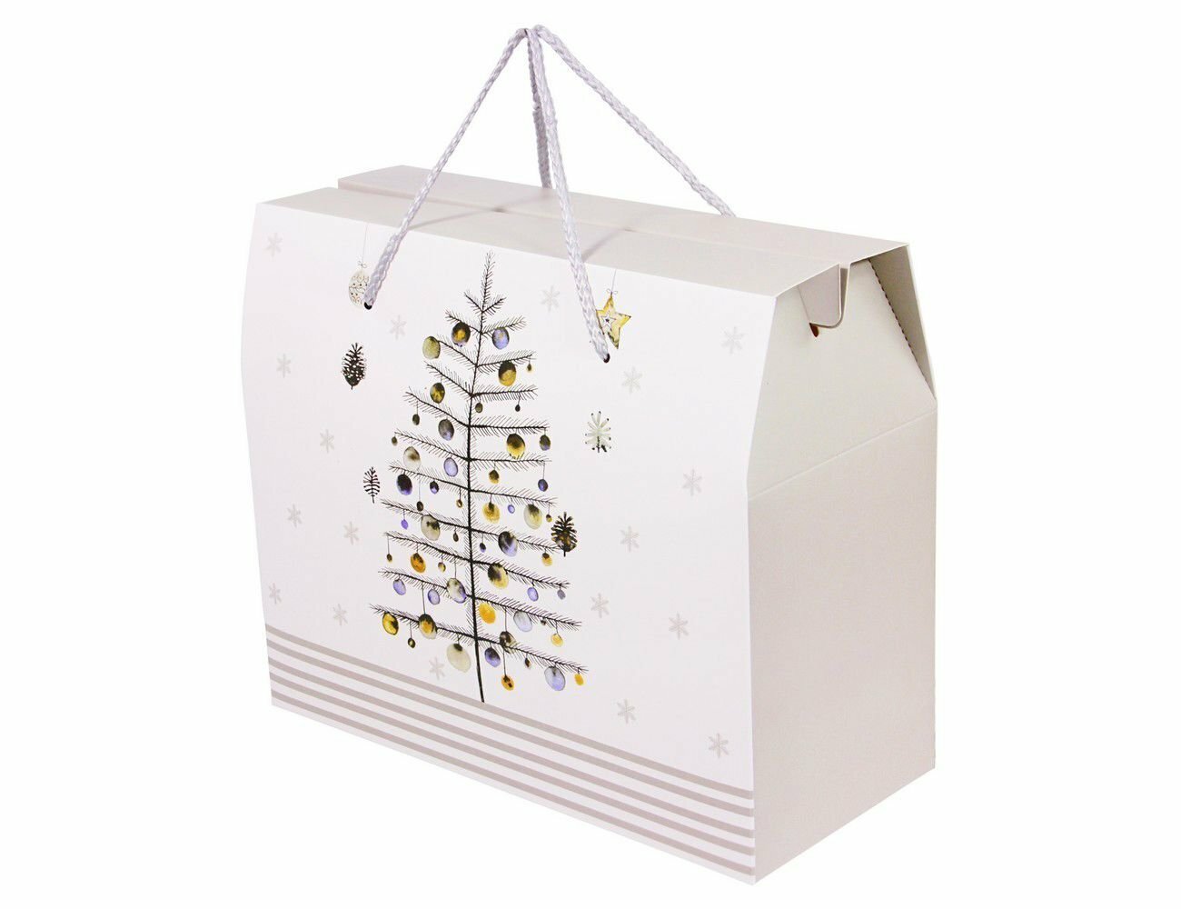 Пакет для подарков (с ёлкой), бело-серебряная гамма, 27х23 см, Due Esse Christmas