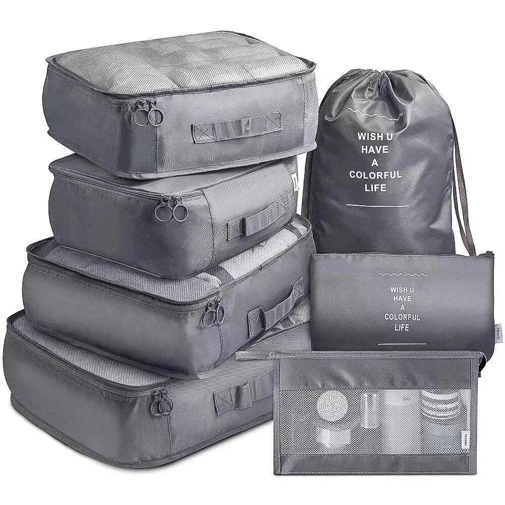 Набор из 7 складных органайзеров из ткани для одежды и обуви Серый, 7pcs Grey