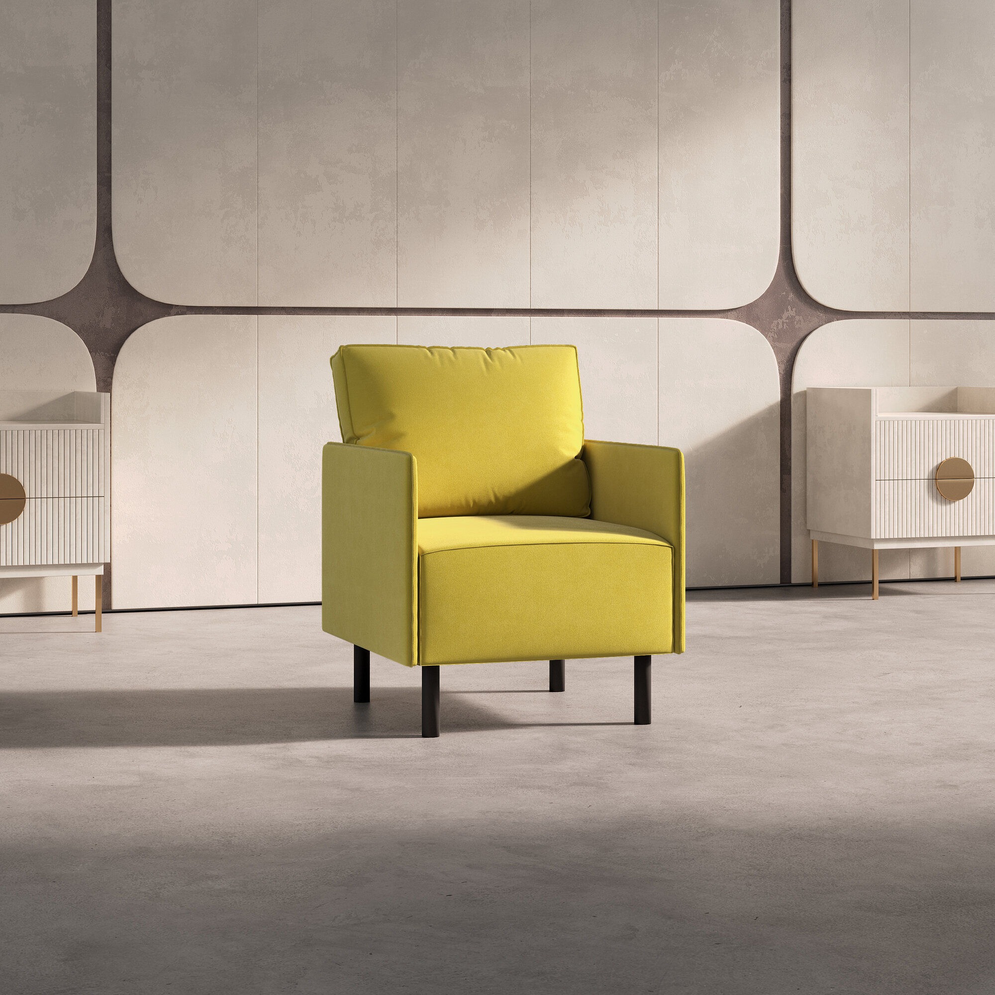 Кресло ORION, с подушкой, универсальное, в офис, студию, антивандальный велюр, горчичное