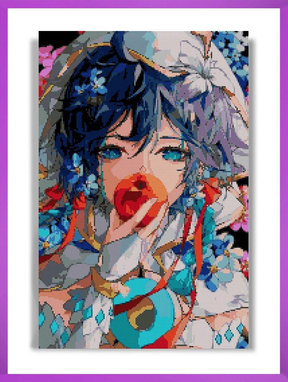 Алмазная мозаика на подрамнике - вышивка Genshin Impact - Venti 40 х 60 см