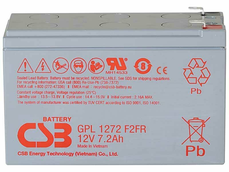 Аккумуляторная батарея для ИБП CSB GPL1272 F2 FR (12В, 7.2Ач)