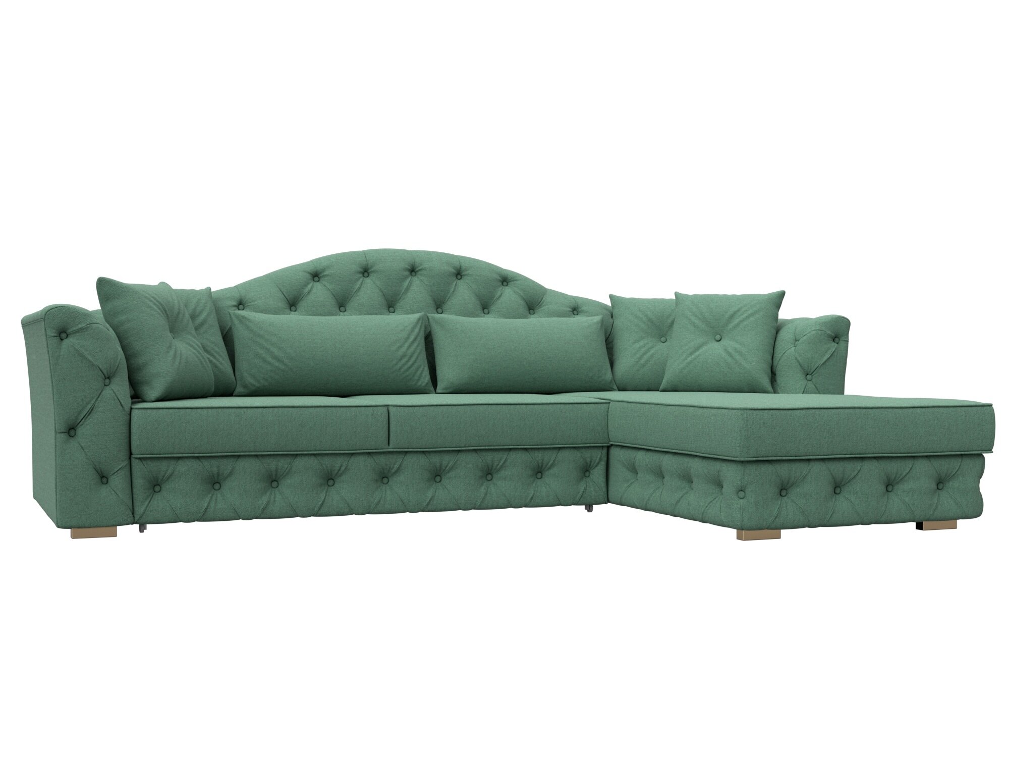 Диван угловой Артис правый угол, рогожка, механизм дельфин, Амур зеленый, 250x181x97см. Хит Диванов