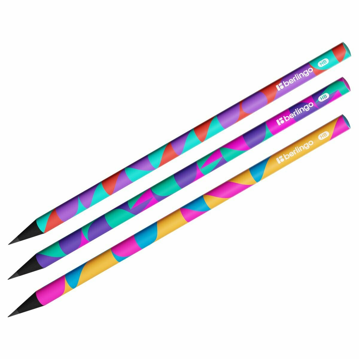 72 шт. Карандаш ч/г Berlingo "Neonometry" HB, черное дерево, круглый, заточен, ассорти