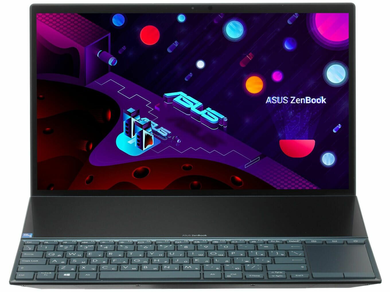 14" Ноутбук ASUS ZenBook DUO 14 UX482EG-HY200T (90NB0S51-M03520) синий - 1920x1080, IPS, Intel Core i7-1165G7, ядра: 4 х 2.8 ГГц, 32 ГБ, SSD 1024 ГБ, GeForce MX450 - 2 ГБ, Windows 10 Home