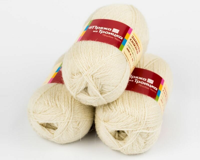 Пряжа Троицкая камвольная фабрика Зимняя сказка натуральный (ТКФ), суровый - 166, 100% козий пух, 5 мотков, 50 г, 300 м.