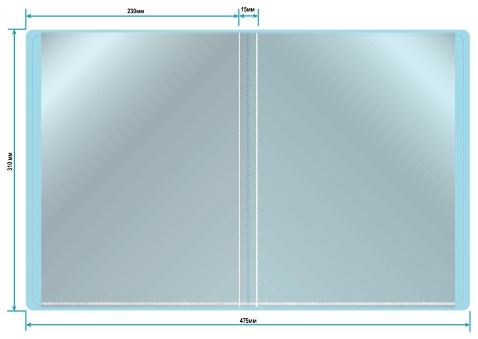 Папка с 20 прозр. вклад. Бюрократ Pastel PAST20BLUE A4 пластик 0.5мм торц. карм с бум. встав голубой — фото 1