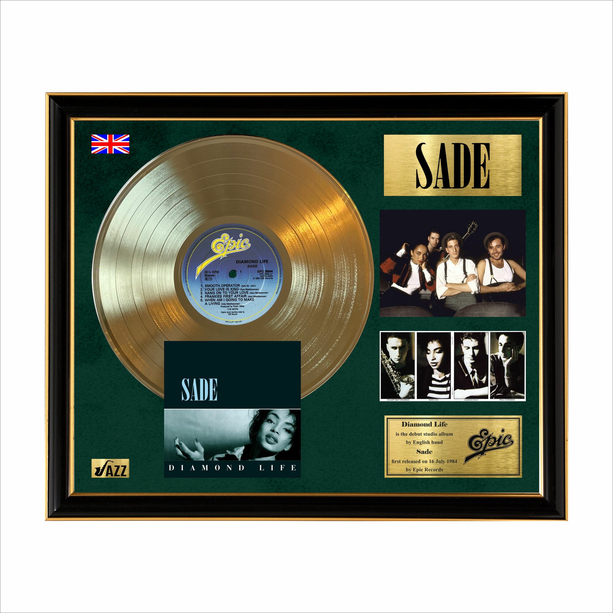 Sade Diamond Life Золотой винил в рамке
