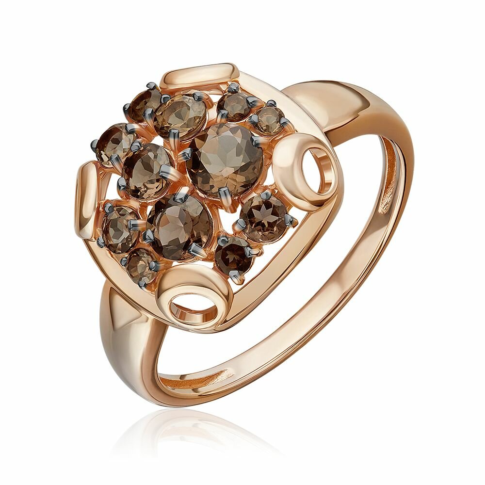 Кольцо, красное золото, 585 проба, раухтопаз