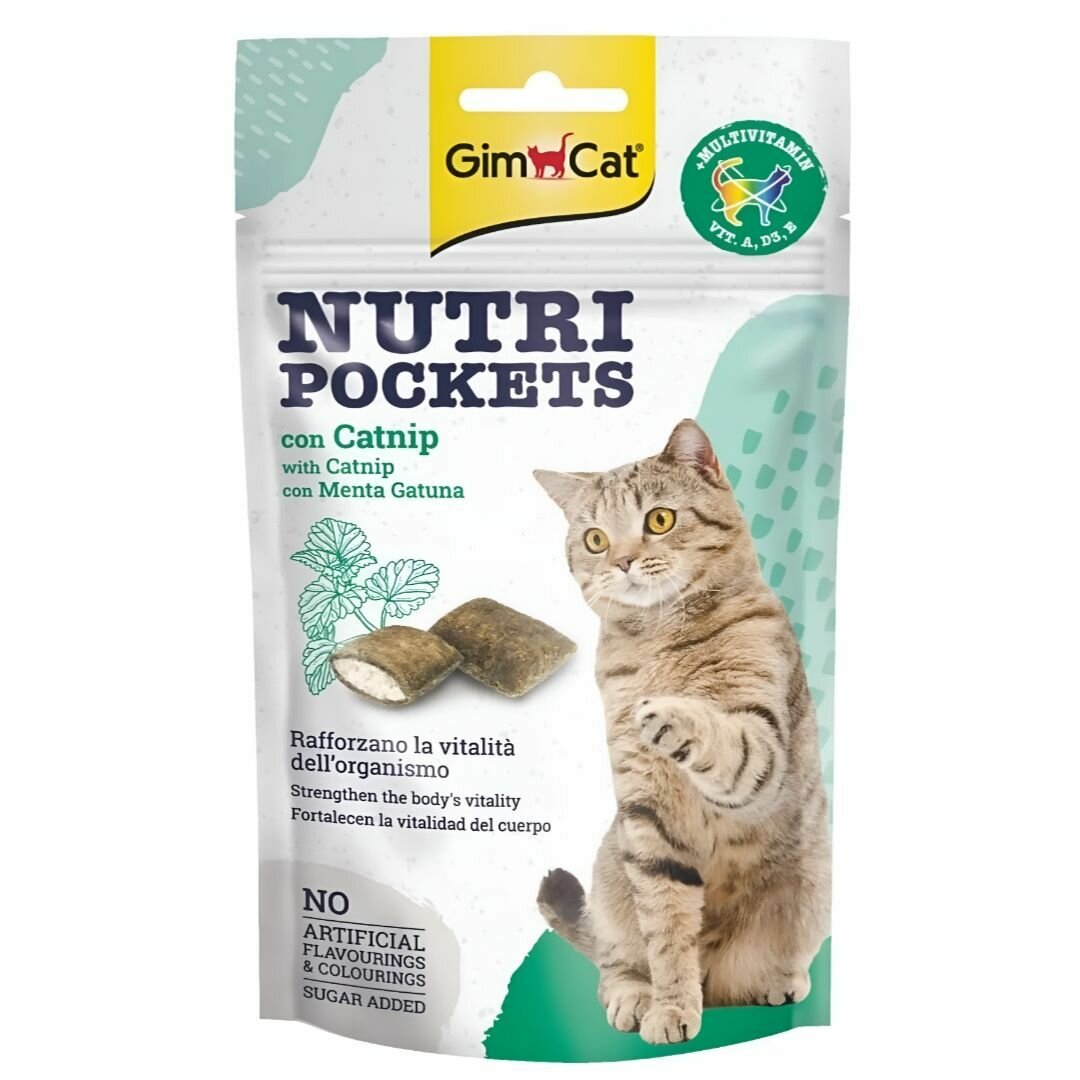 Лакомства для кошек GimCat Nutri Pockets со вкусом кошачьей мяты (1шт по 60г)