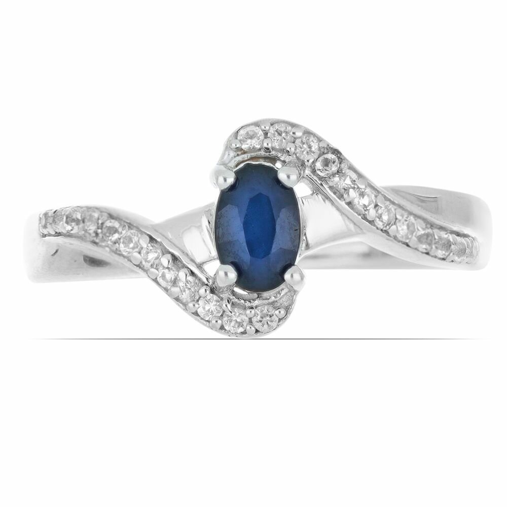 Кольцо, серебро, 925 проба, родирование, топаз, сапфир