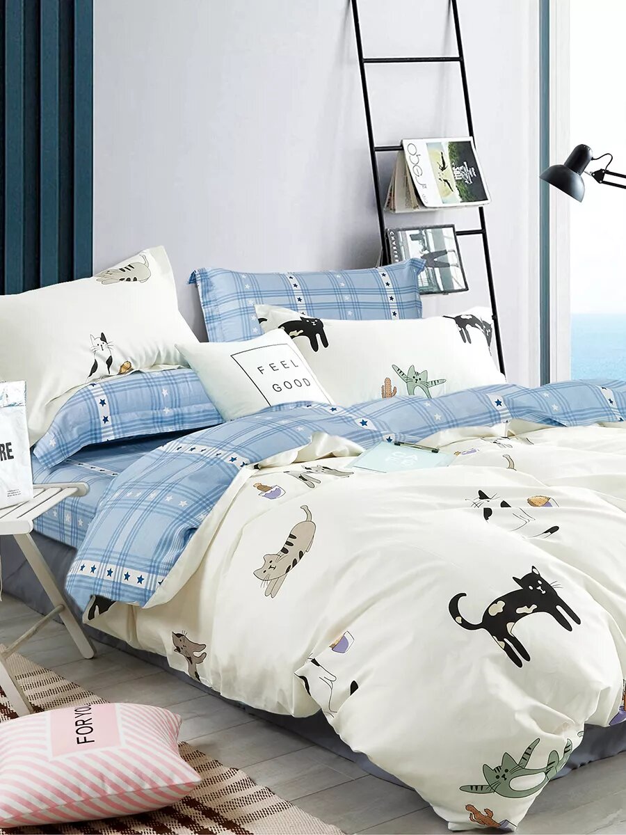 Постельное белье евро 4 наволочки сатин