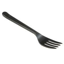 Одноразовые черные вилки Смайл в индивидуальной упаковке 1 шт