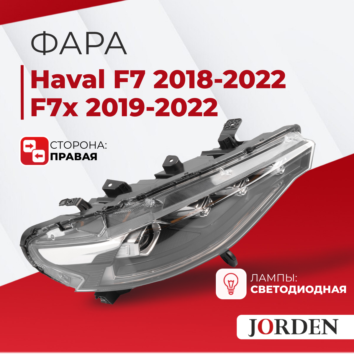 Фара Haval F7 Хавал Ф7 I поколения, года 2018-2024 Full LED, ближний и дальний свет светодиодная передняя правая