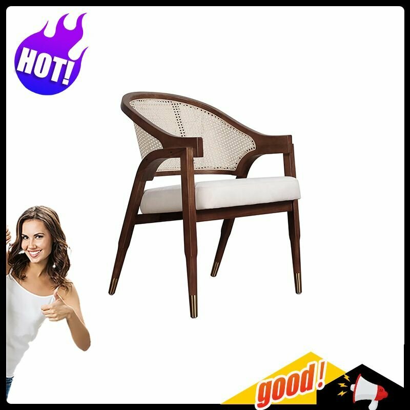 Обеденный стул из ротанга ручной работы из массива дерева