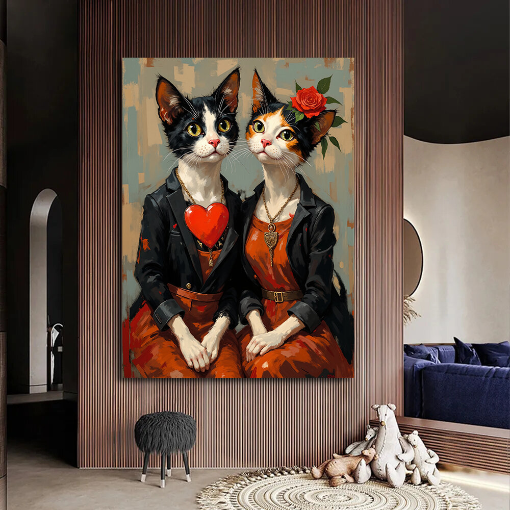 Котики / известная картина, картина кот / постер, 50х70 см.