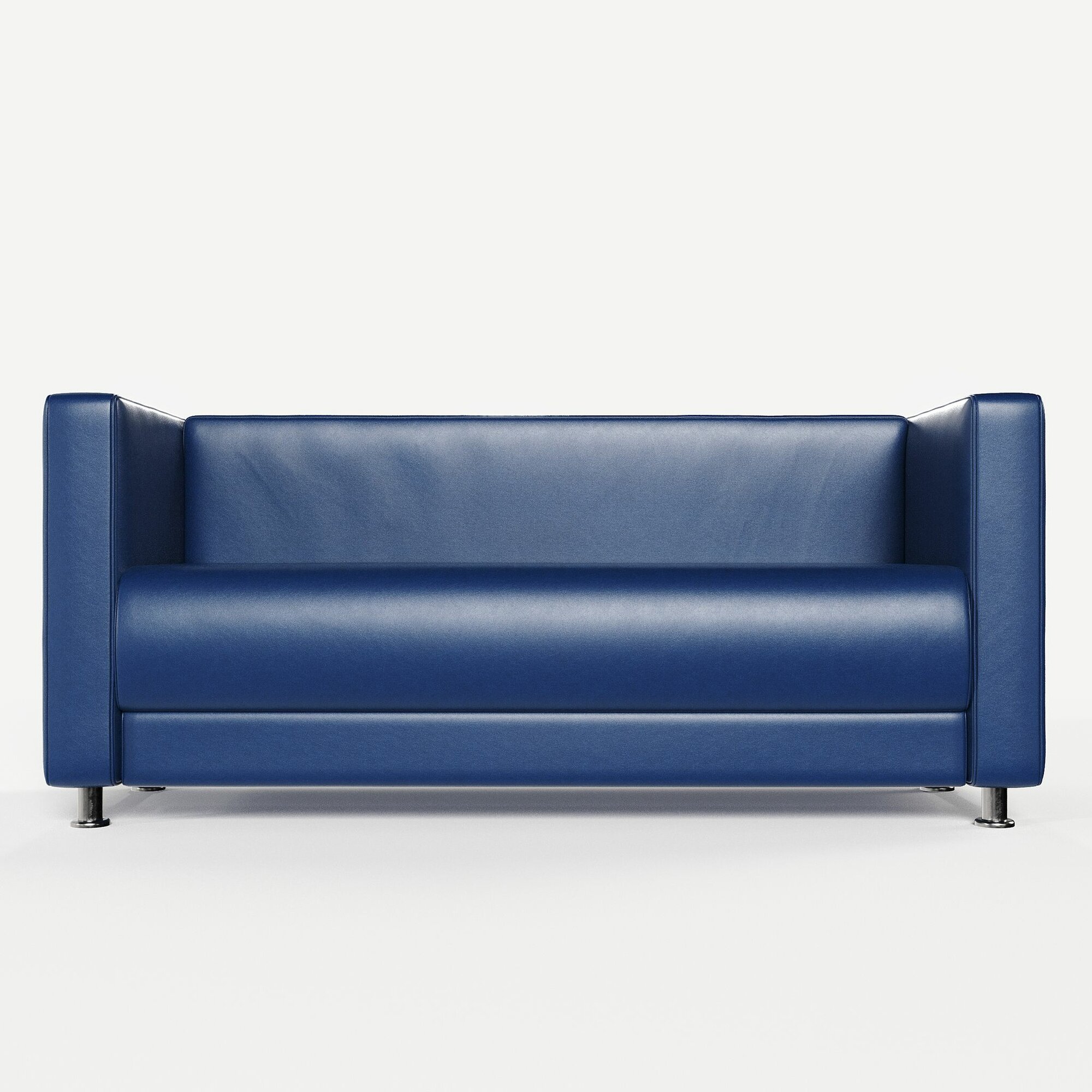 Диван прямой офисный из эко кожи с подлокотниками Пауза (Синий 180)