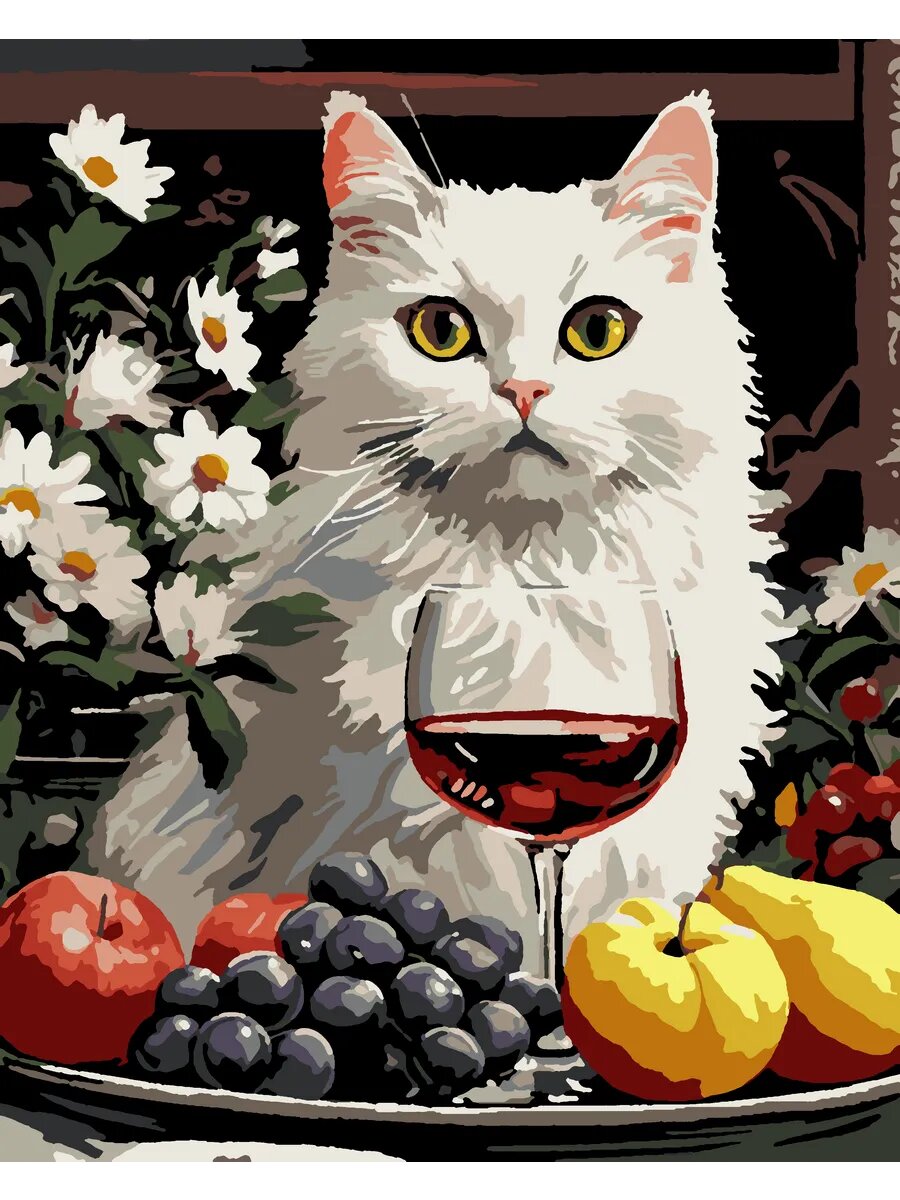 Картина по номерам "Кот и фрукты", холст на подрамнике, 40x50 см