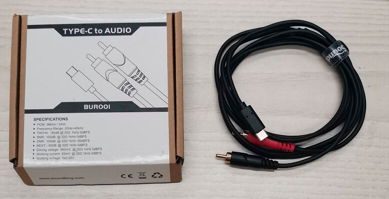 BUR001(1.5m) Кабель акустический Type-C-2хRCA, 1.5м, Soundking