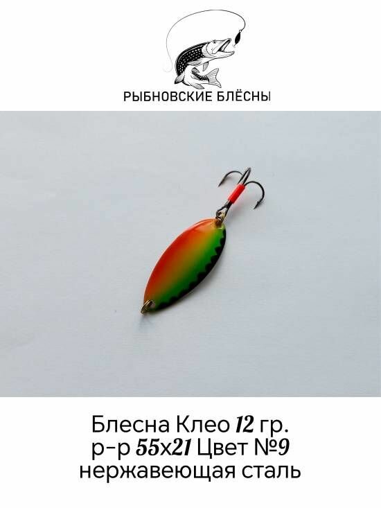 Блесна для рыбалки Клео 12 гр. колеблющаяся р-р 55х21 из нержавеющей стали