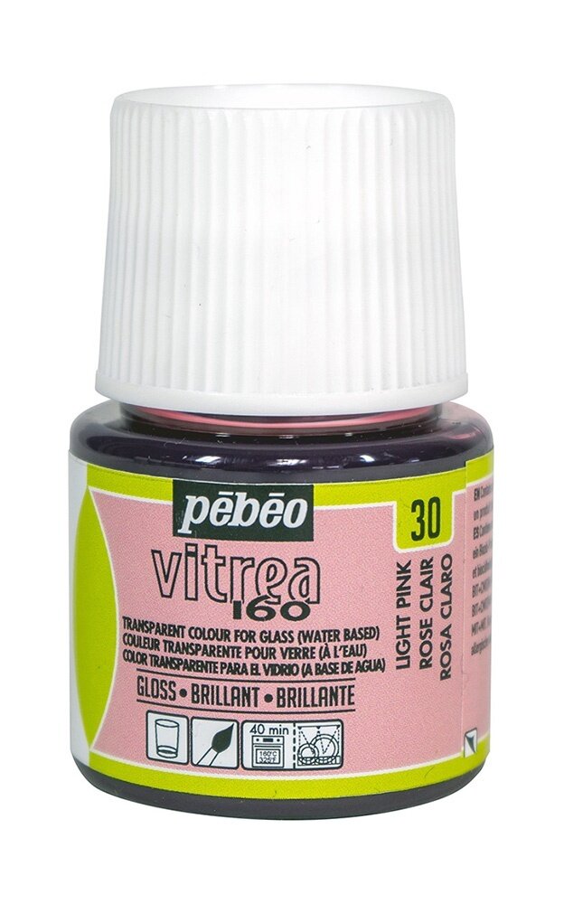 Краска по стеклу Pebeo глянцевая, под обжиг, Vitrea 160, 45 мл, светло-розовый