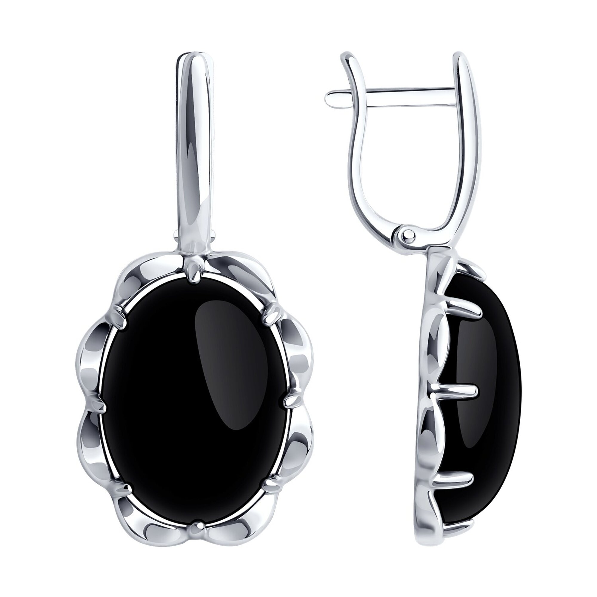 Серьги, серебро, 925 проба, родирование, агат