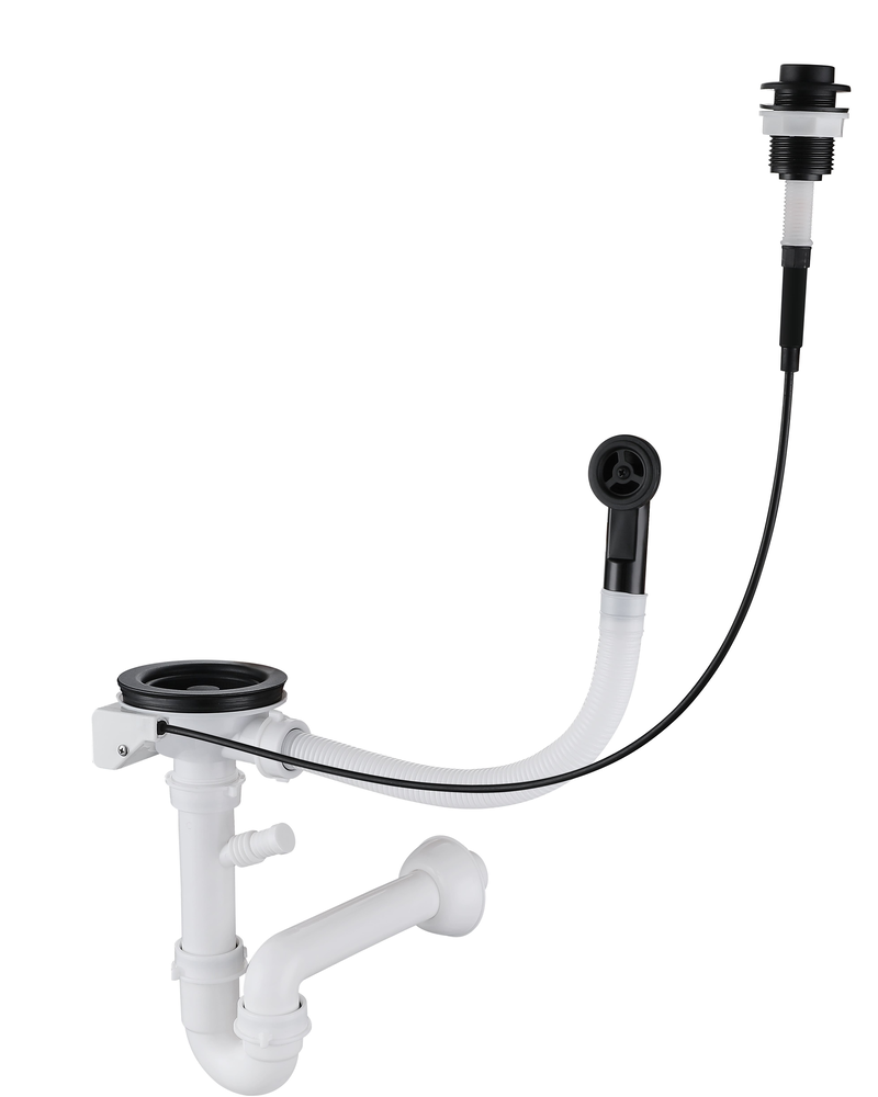 Сифон одинарный с круглым переливом GranFest 13PB2-P2 черный