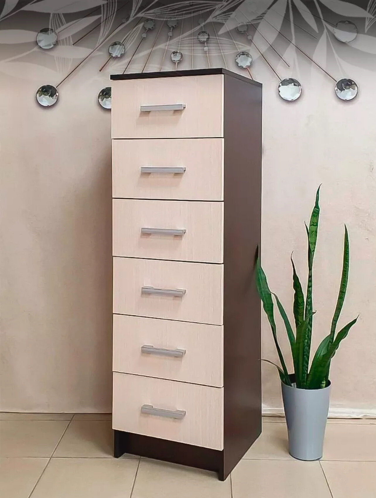 Комод 6 ящиков гармония КМ 602 (0,4х1,34х0,408), венге/белфорт