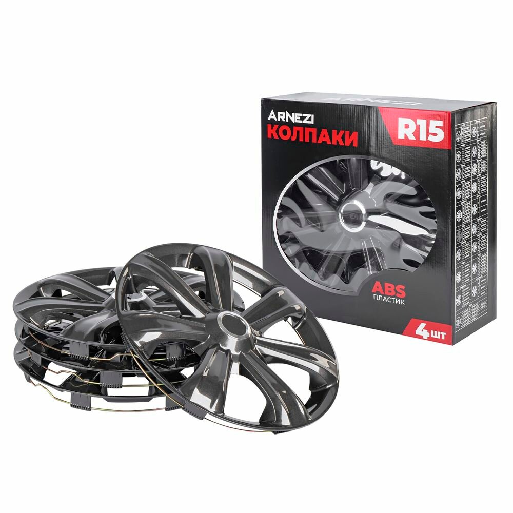 Колпаки на колеса R15 Р 15 Sirrah 4шт (графитовые), колпаки на диски автомобиля ABS-пластик