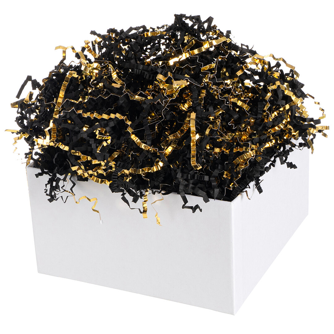 Наполнитель для подарков Волна веселья Праздничный Дуэт, цвет черно-золотой металлик, 50 г