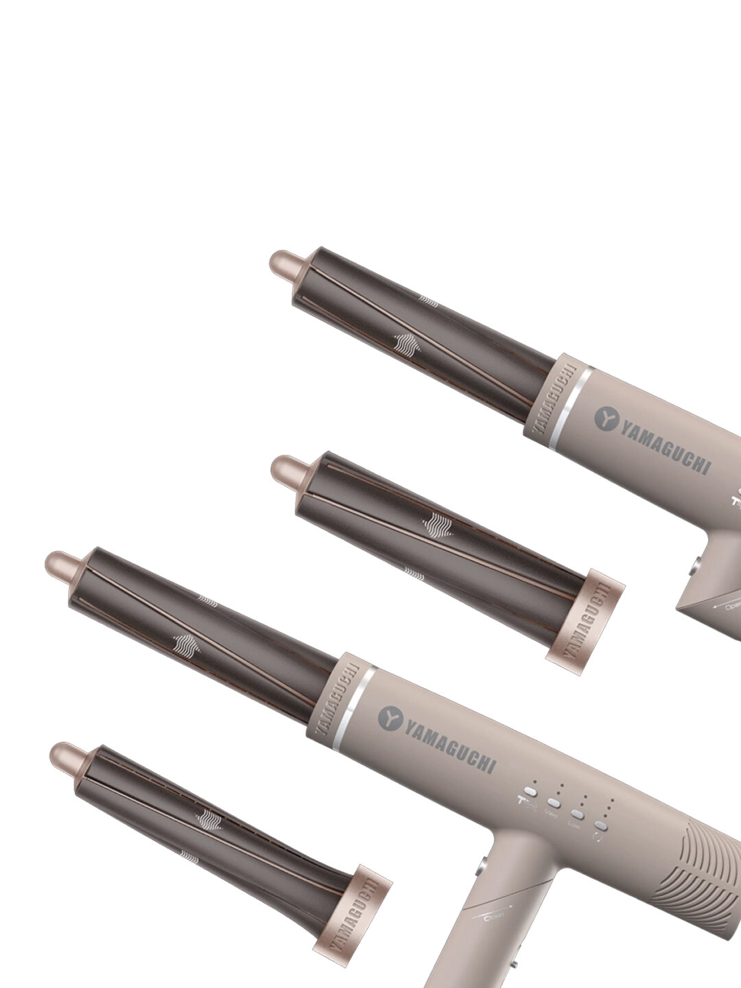 Насадки для фена Yamaguchi Hair Styler Heads, 3 режима, складная ручка, цилиндр, магнитный, бежевый/серый