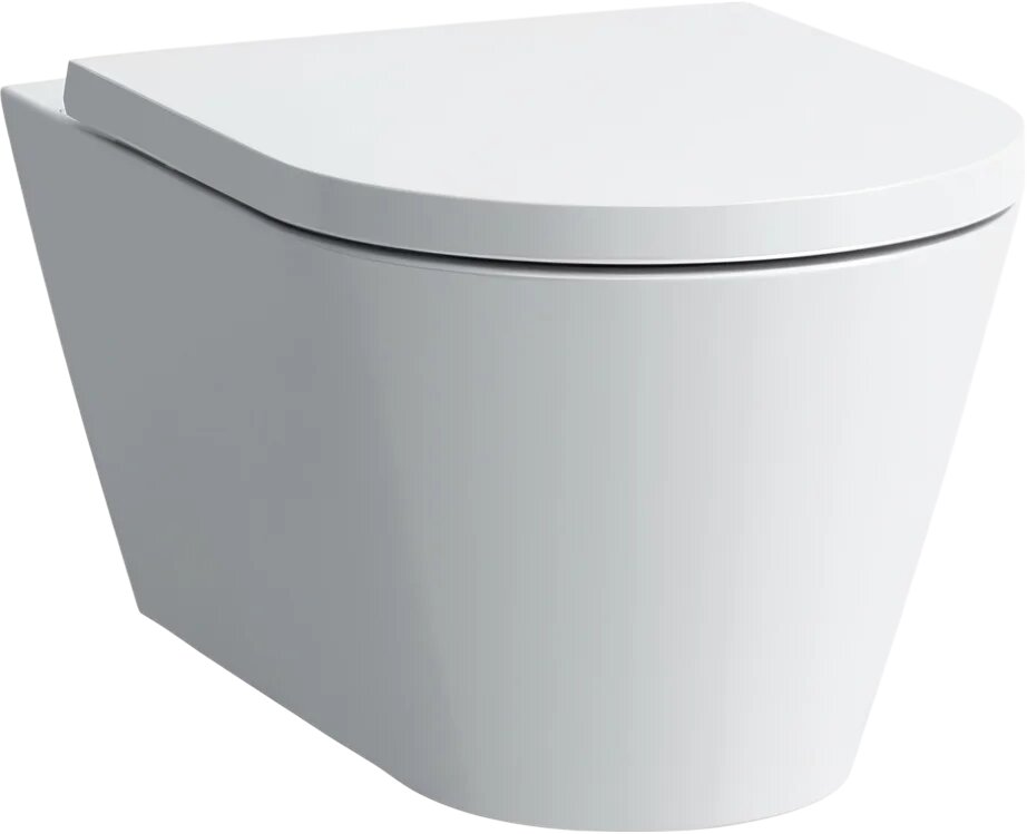 Унитаз подвесной Laufen Kartell by Laufen 8.2033.7.000.000.1 с микролифтом, безободковый, без бачка, антивсплеск, фарфоровый, белый, глянцевый, овальный, сиденье для унитаза в комплекте