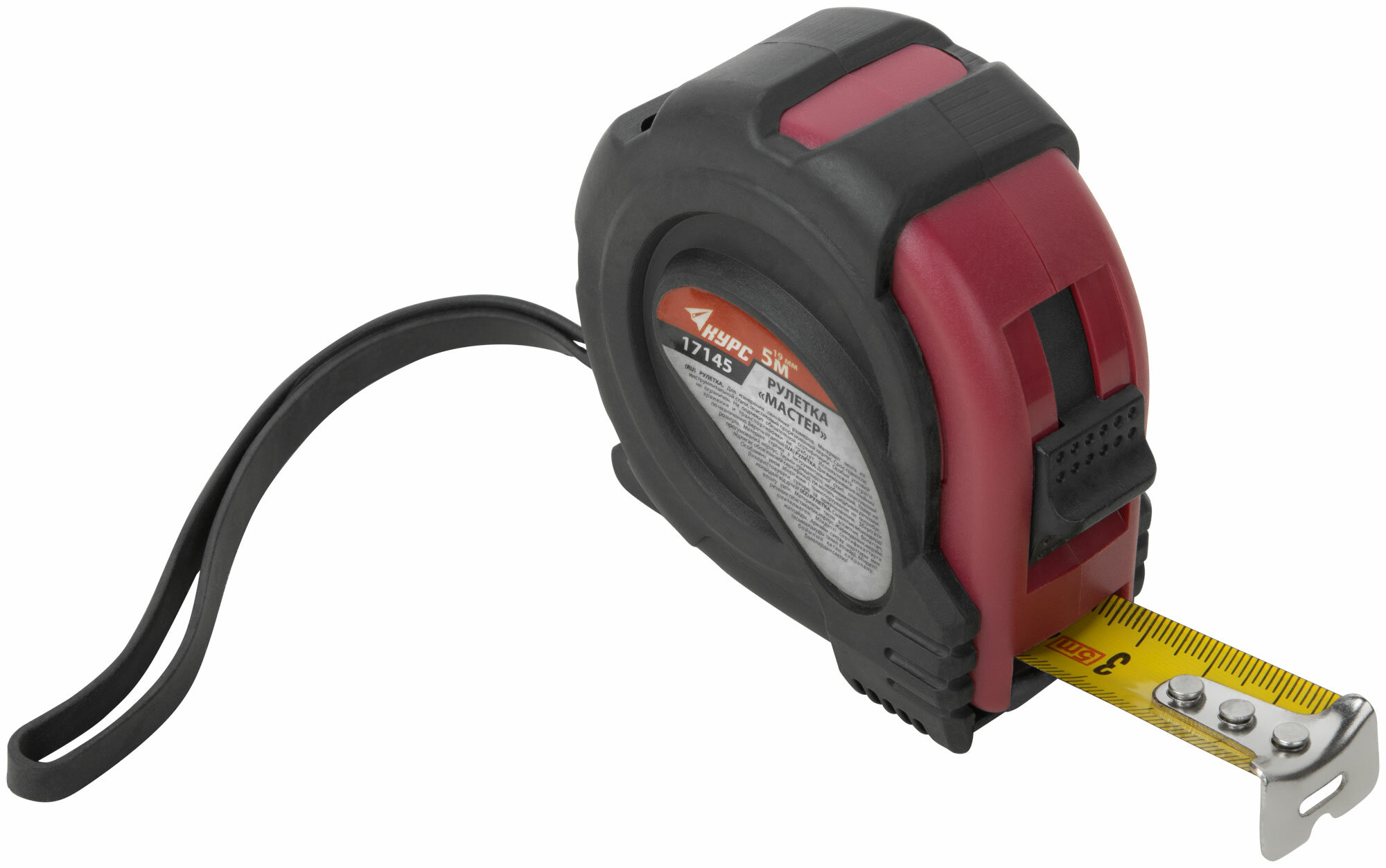 Измерительная рулетка курс 17145 прорезиненный корпус "Мастер" 5 м x 19 мм