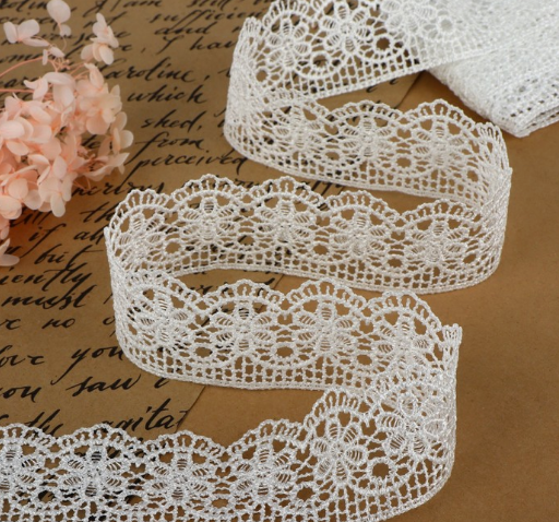Кружево гипюр 45 мм, белый, 7,5 м