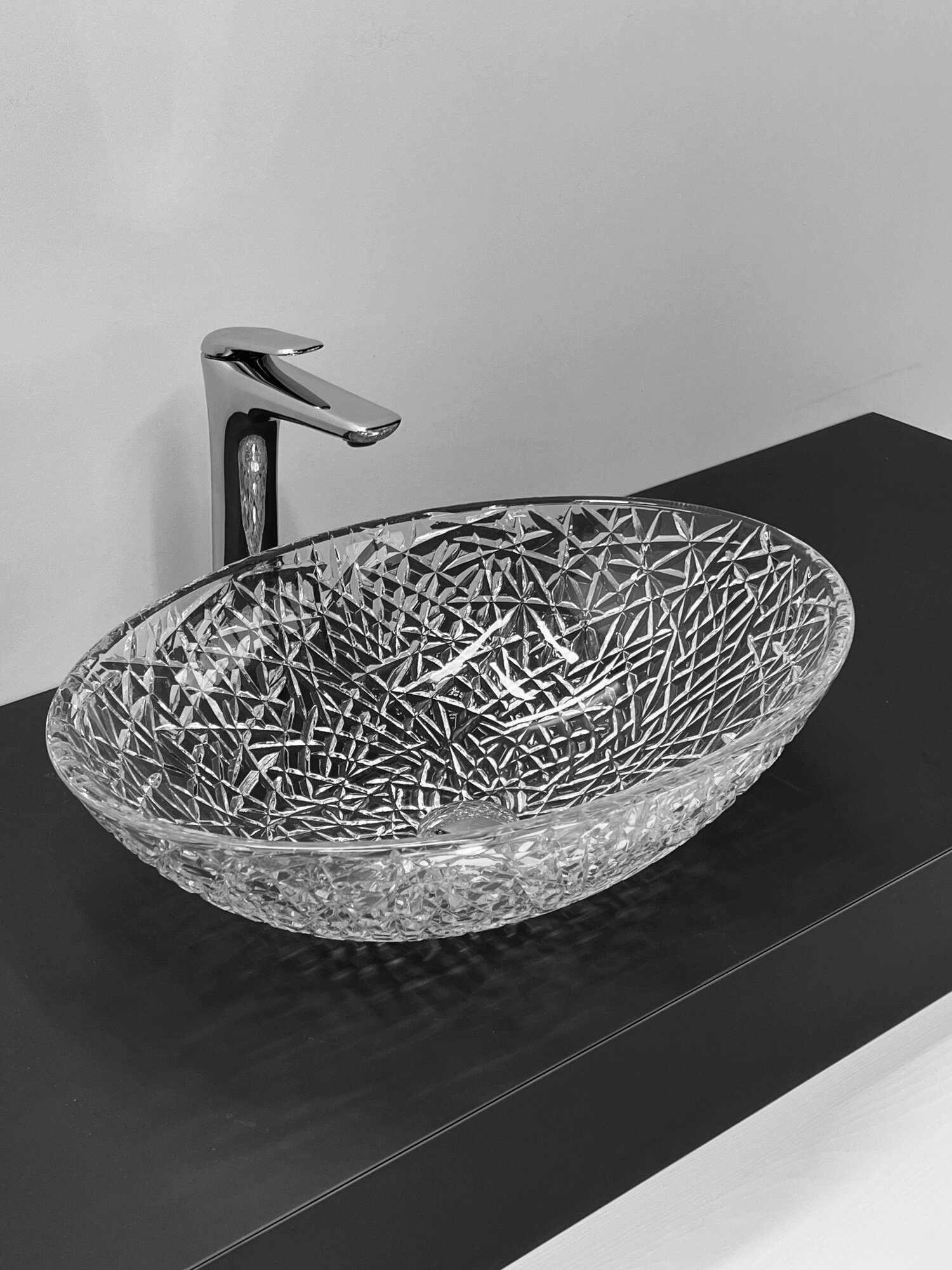 Раковина стеклянная накладная прозрачная, Comforty CF28001