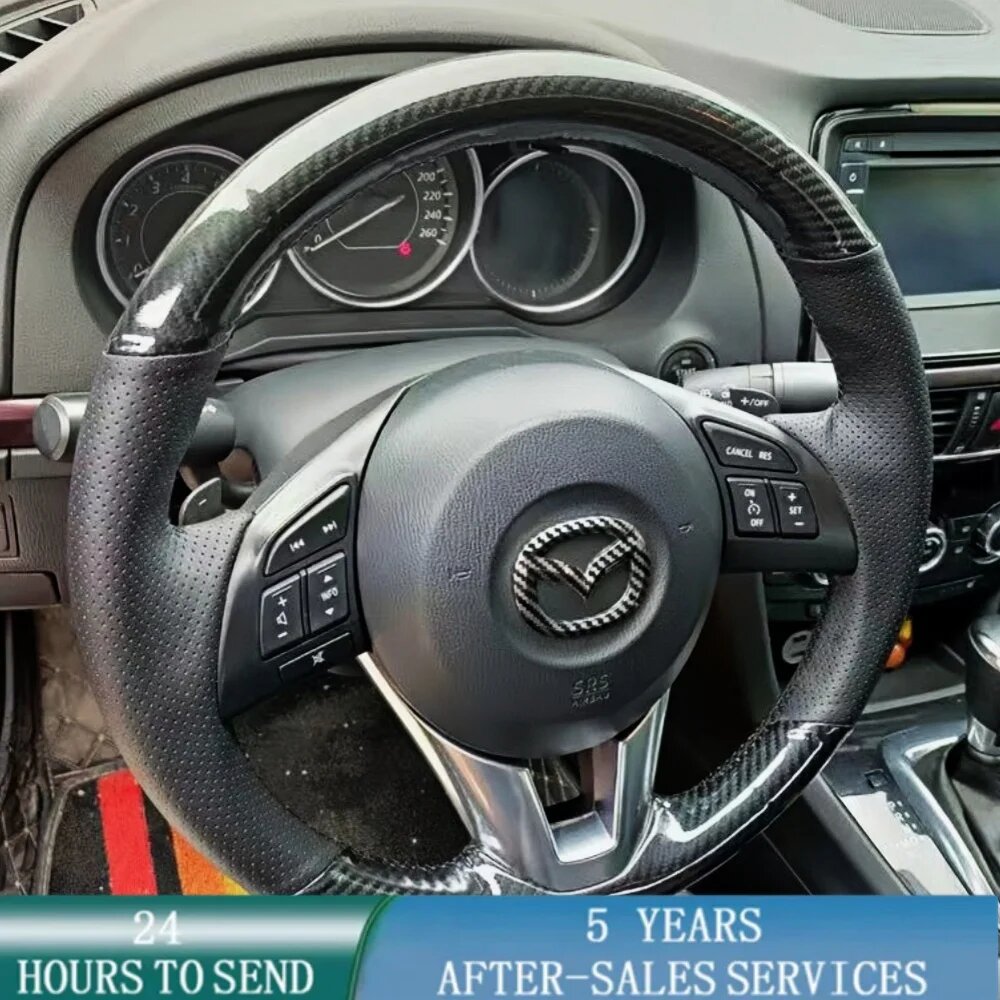 Индивидуальный чехол на руль автомобиля, ручное шитье, натуральная кожа из углеродного Red Thread