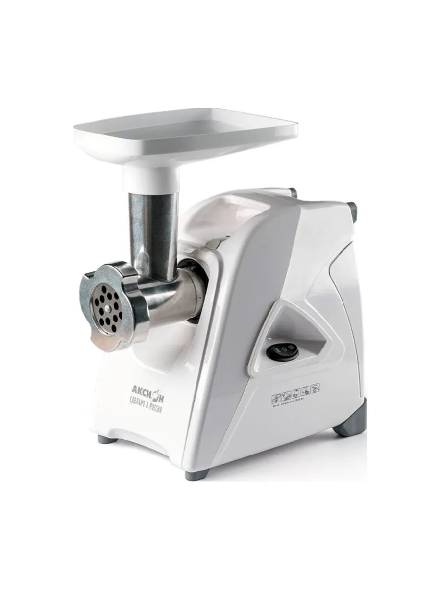 Мясорубка Аксион "М 35", пластик, белая, с реверсом, 1,7кг/мин