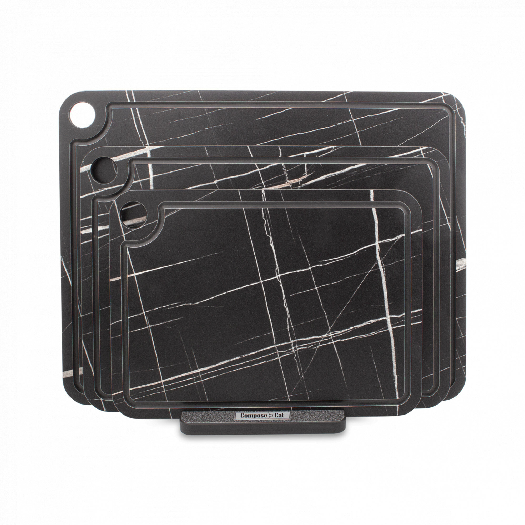 Набор разделочных досок COMPOSE EAT Elegance NRD33074 ОА4, мрамор Сахара, черный, 3 шт