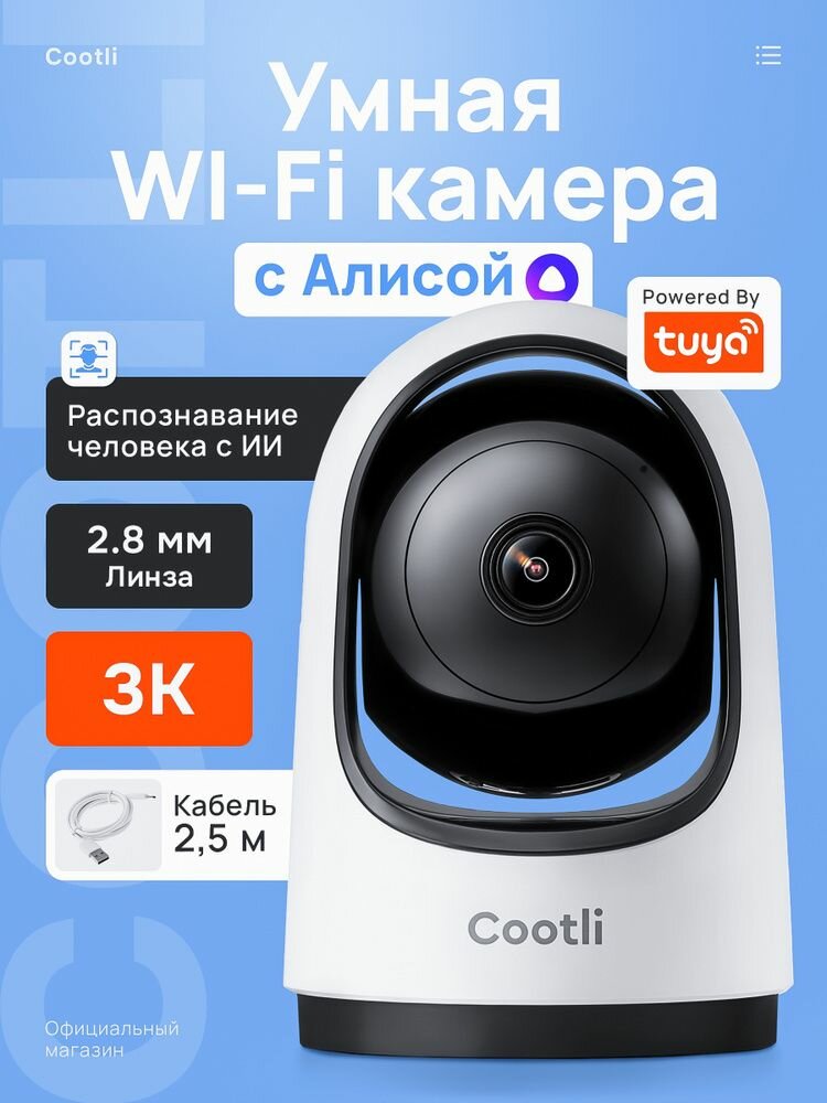 Умная камера видеонаблюдения WiFi для дома 3К (2.8 mm) с Яндекс Алисой, видеоняня (CI-IIWF237)