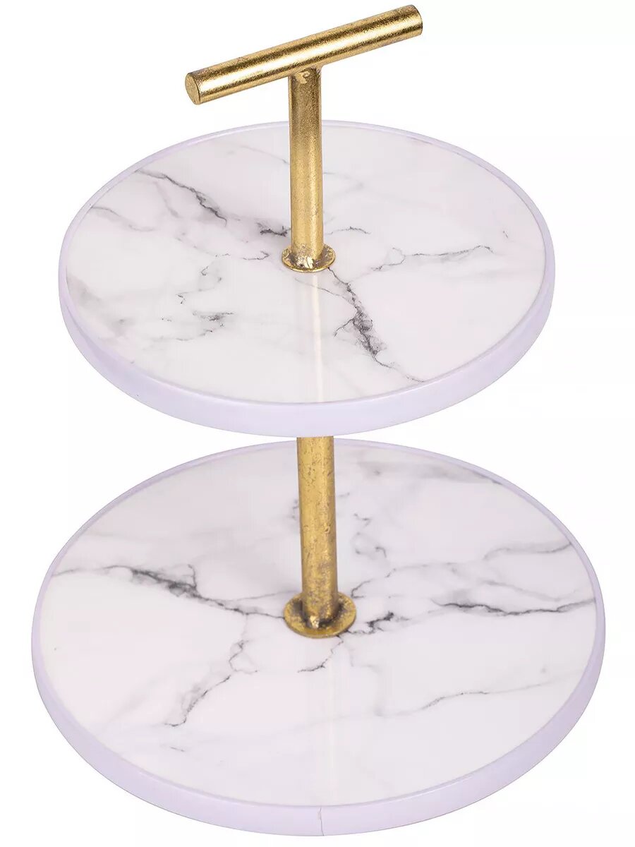 Блюдо двухъярусное Glasar 25х25х33 см, железо и мдф