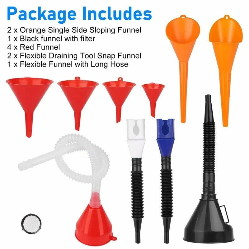 10 шт./комплект, многофункциональная Воронка для заправки бензина, масла и топлива