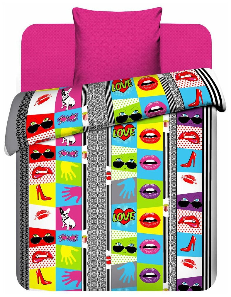 Постельное белье Твой стиль бязь Тинейджер 5373/1 Поп-арт размер 1,5 спальный